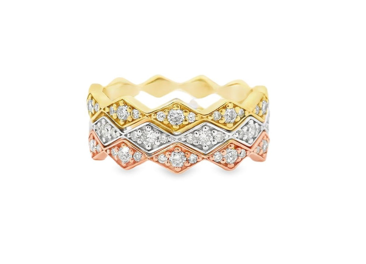 14K Tri-Color Gold Stackable Diamond Ring – 0.51ct – Laurays
