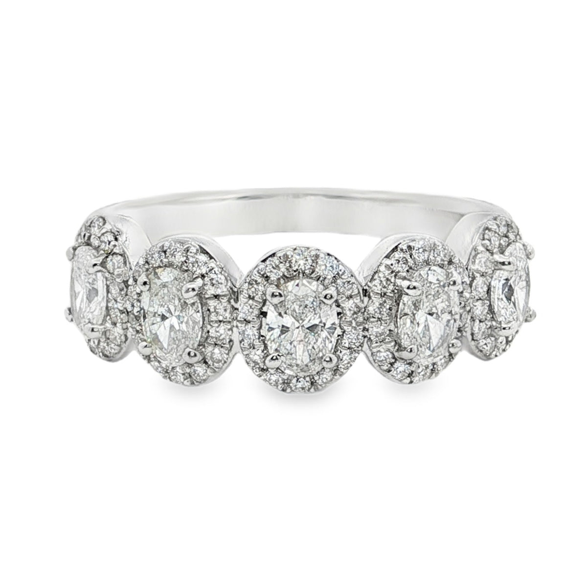 14K White Gold Halo Diamond Band – 1.10ctw – Laurays